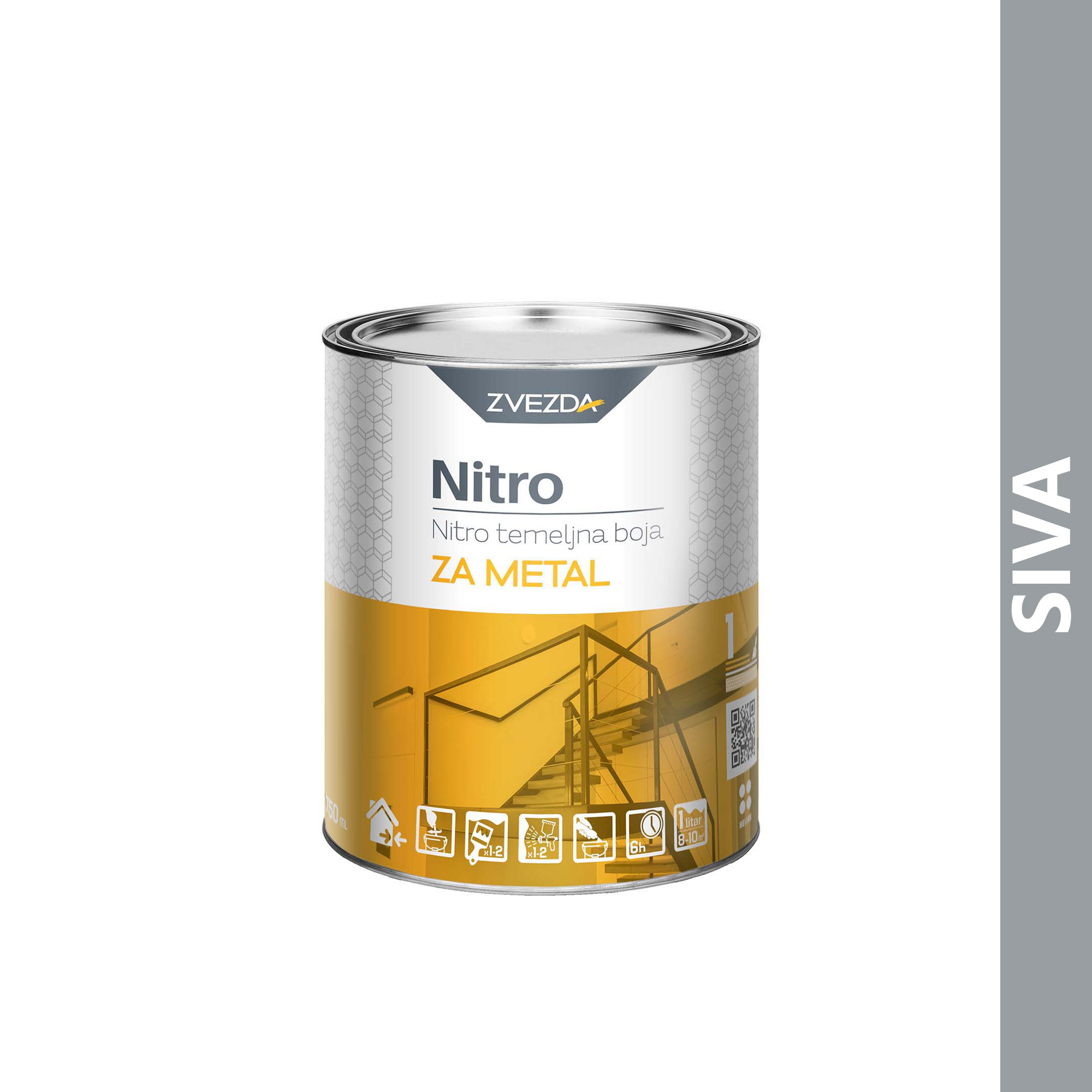 Komšija: ZVEZDA nitro temeljna boja za metal 0.75l siva